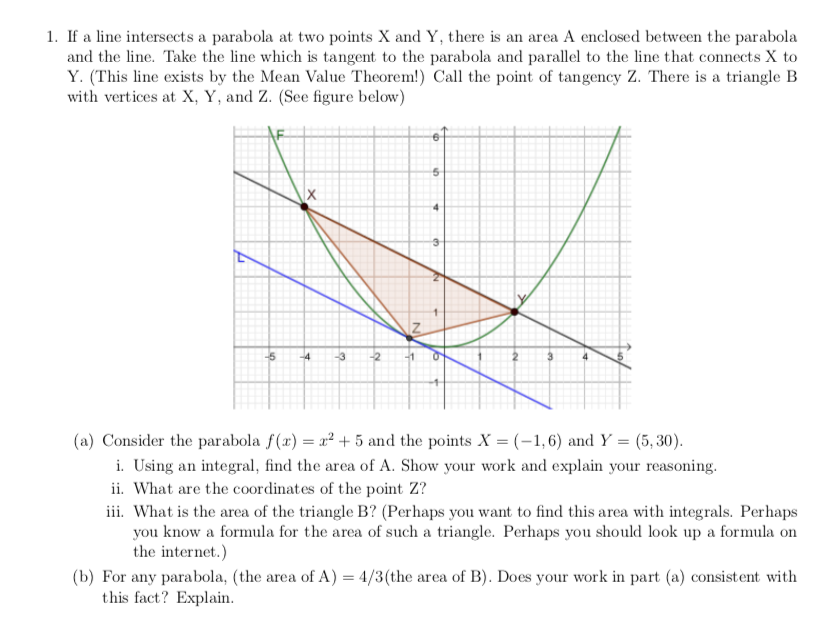 Solved 1. If a line intersects a parabola at two points X | Chegg.com