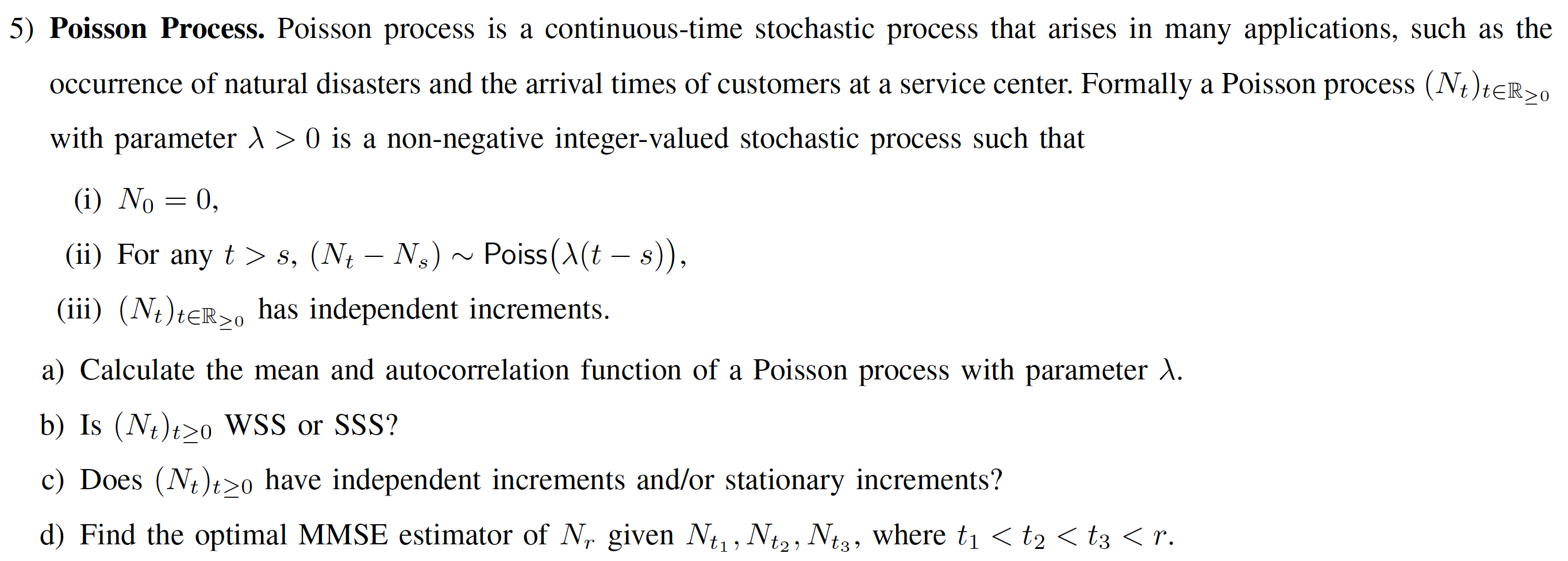 5) Poisson Process. Poisson process is a | Chegg.com