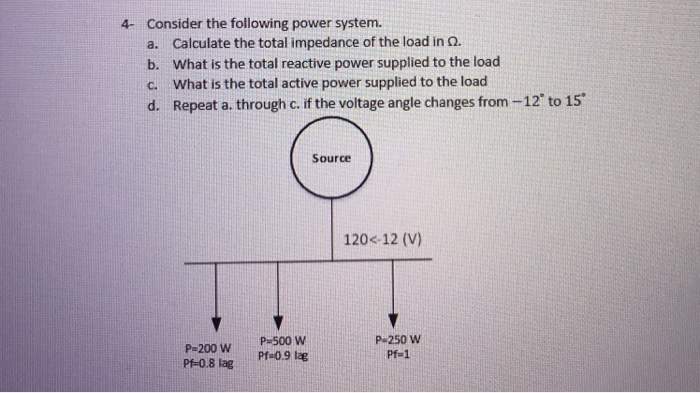 Solved 4 Consider the following power system. a. Calculate | Chegg.com