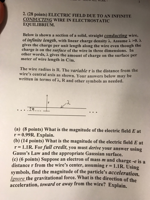 Solved 2. (28 points) ELECTRIC FIELD DUE TO AN INFINITE | Chegg.com