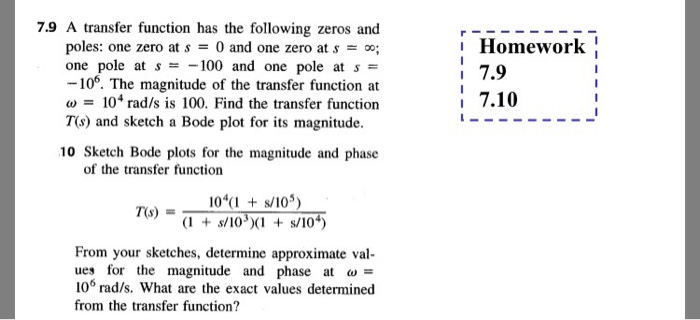 Solved 7.9 A transfer function has the following zeros and | Chegg.com