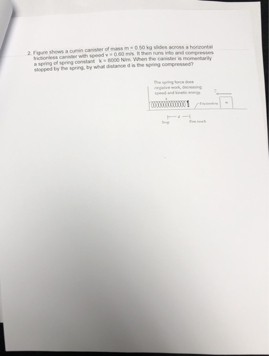 Solved 2. Figure shows a cumin canister of mass m 0.50 kg | Chegg.com