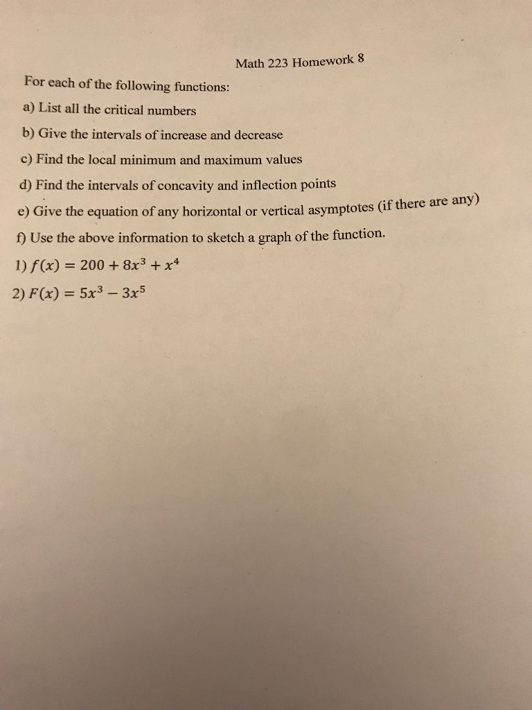 Solved Math 223 Homework 8 For each of the following | Chegg.com