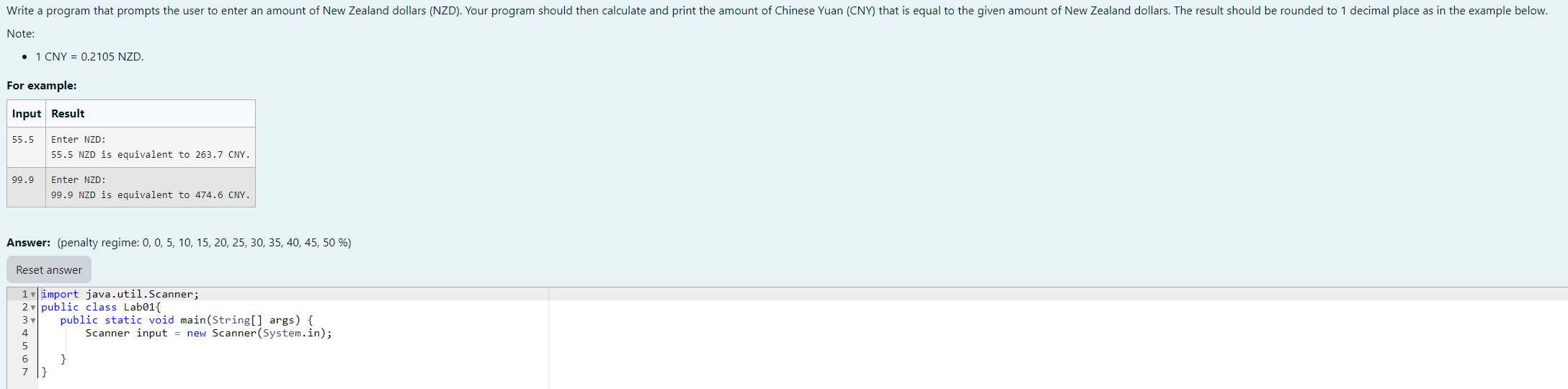 Solved Note: - 1CNY=0.2105NZD. For examble: Answer: (penalty | Chegg.com