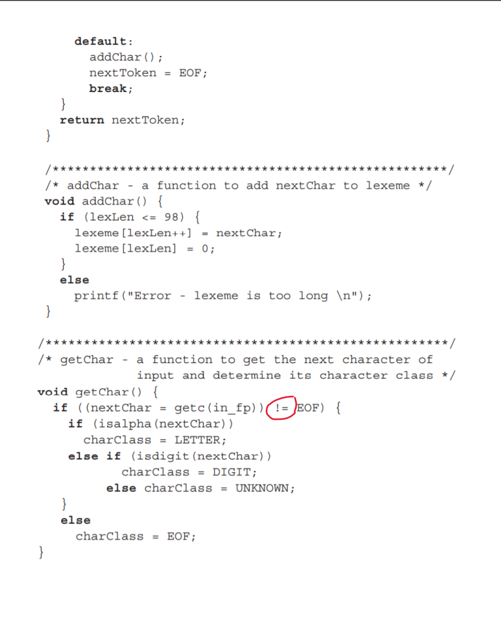 Solved The following is a C implementation of a lexical | Chegg.com