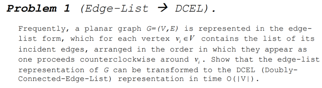 Problem 1 (Edge-List > DCEL). Frequently, a planar | Chegg.com