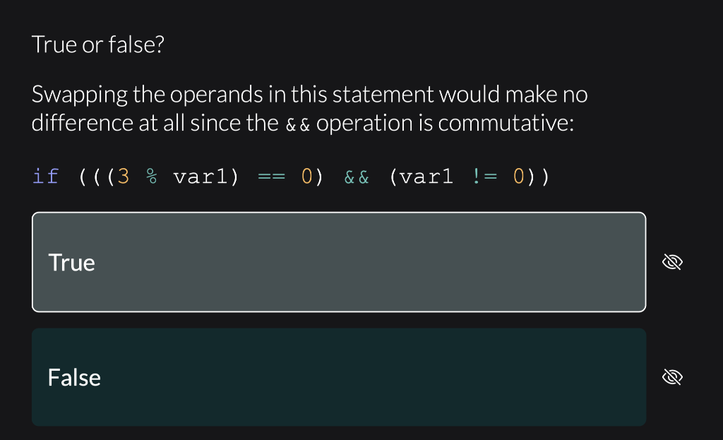 Solved True or false? Swapping the operands in this | Chegg.com