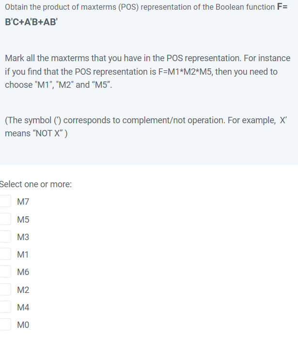 Solved Obtain the product of maxterms (POS) representation | Chegg.com