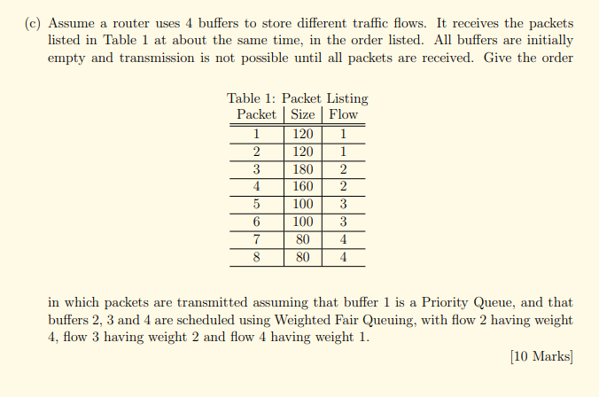 Solved (c) ﻿Assume a router uses 4 ﻿buffers to store | Chegg.com