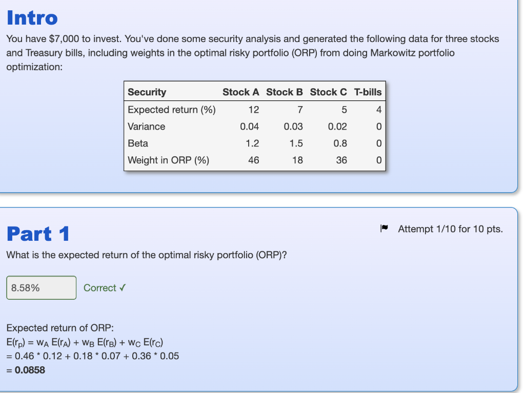 Solved Intro You have $7,000 to invest. You've done some | Chegg.com