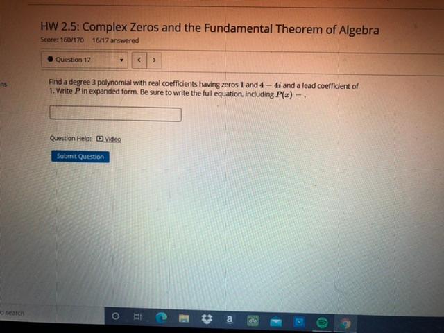 Solved HW 2.5: Complex Zeros and the Fundamental Theorem of | Chegg.com