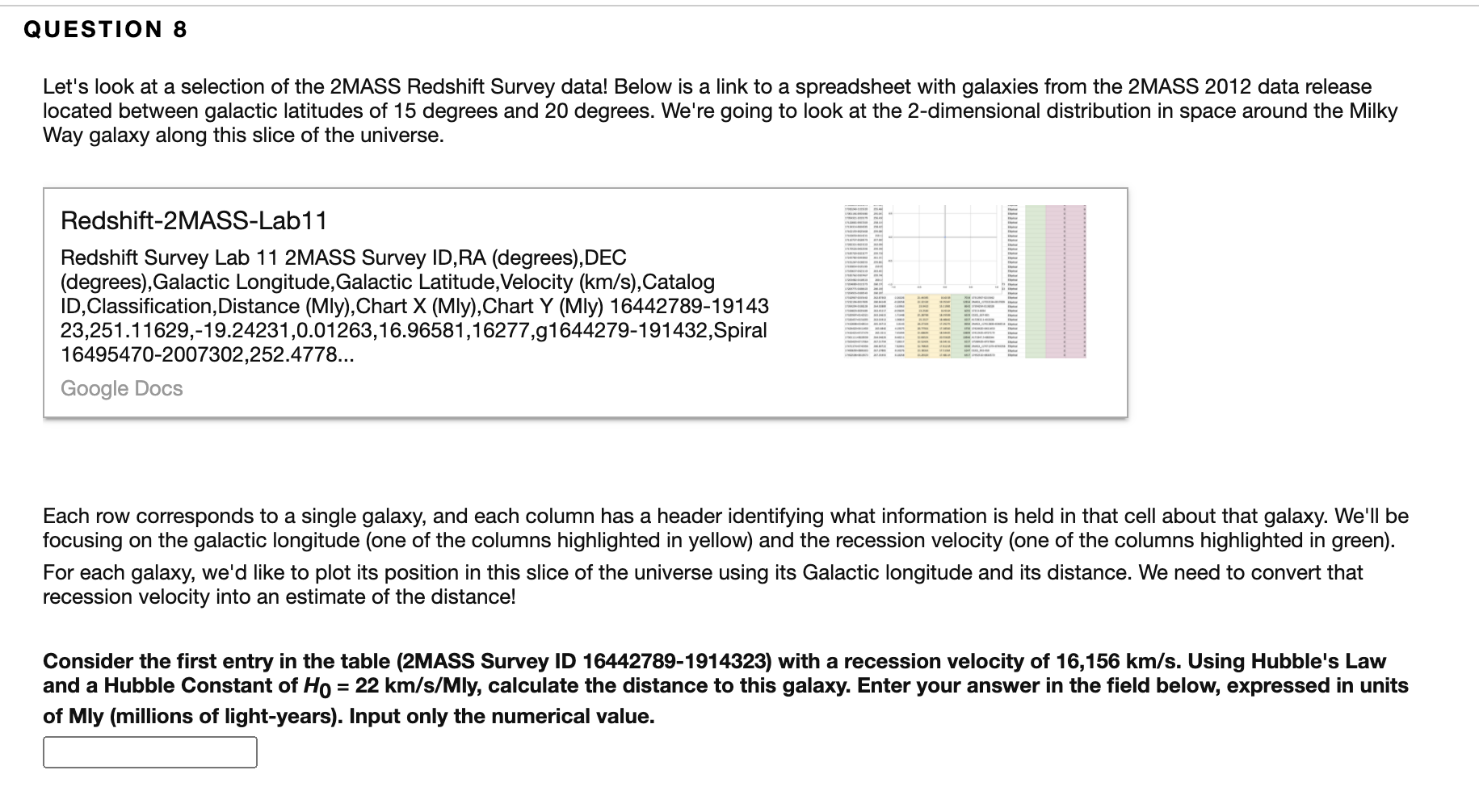 Solved Redshift-2MASS-Lab11Redshift Survey Lab 11 2MASS | Chegg.com