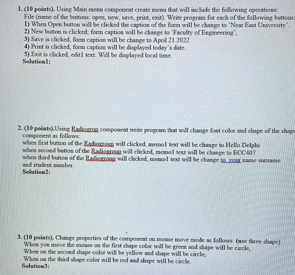 Solved 1. (10 points). Using Main menu component create menu | Chegg.com