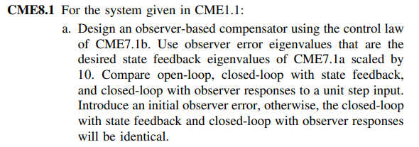 a. Design an observer-based compensatory using the | Chegg.com