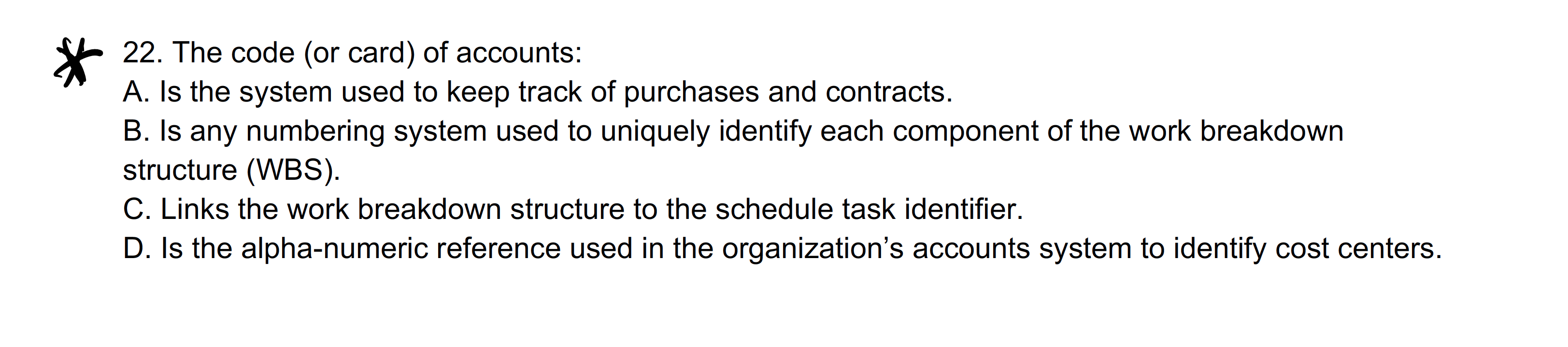 Solved ff 22. The code (or card) of accounts: A. Is the | Chegg.com