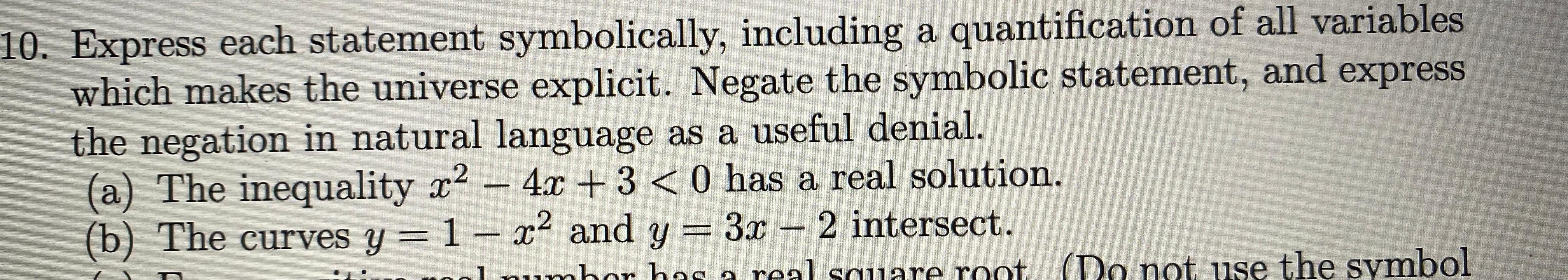 Solved Express each statement symbolically, including a | Chegg.com