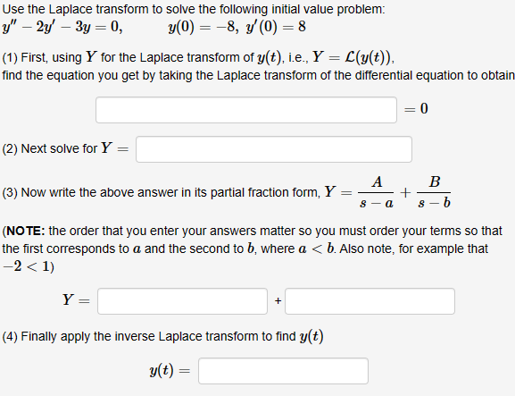 Solved y′′−2y′−3y=0,y(0)=−8,y′(0)=8 (1) First, using Y for | Chegg.com