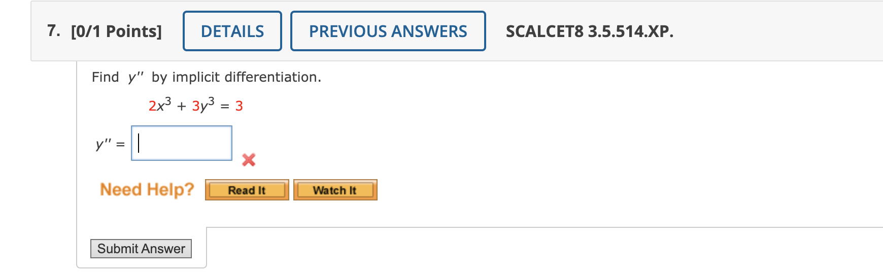 Solved 7. [0/1 Points] DETAILS PREVIOUS ANSWERS SCALCET8 | Chegg.com