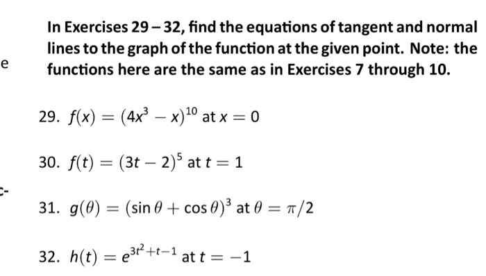 Solved In Exercises 29-32, find the equations of tangent and | Chegg.com