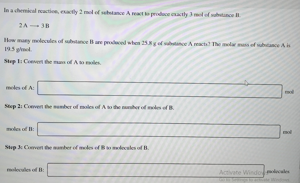 Solved In a chemical reaction, exactly 2 mol of substance A | Chegg.com