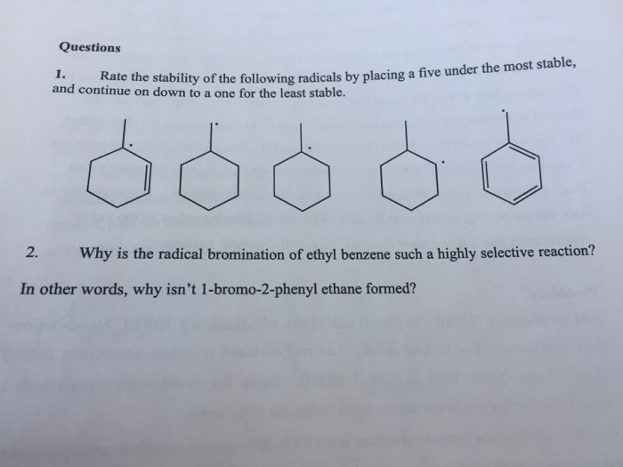 Solved Questions ind coRate the stability of the following | Chegg.com