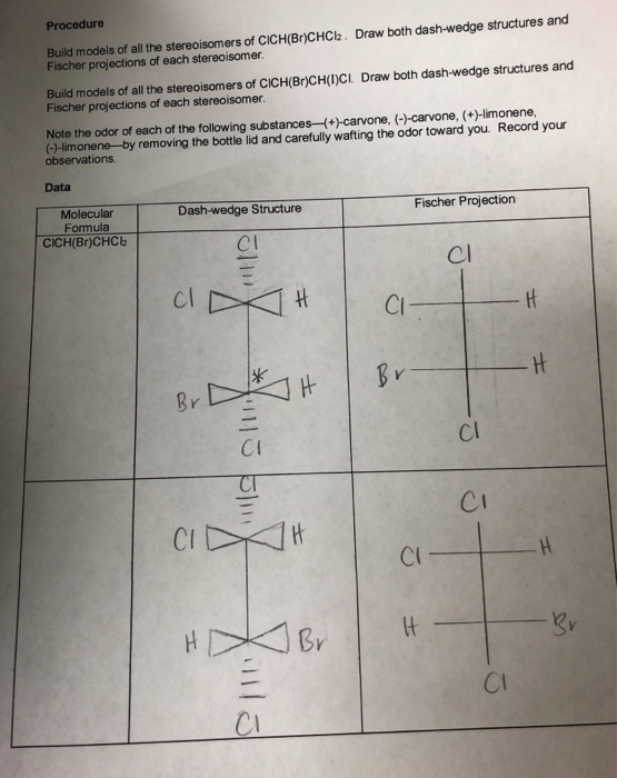 Solved Procedure Build models of all he stereoisomers of | Chegg.com