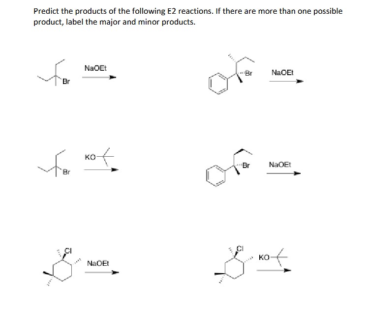 Solved Predict the products of the following E2 ﻿reactions. | Chegg.com