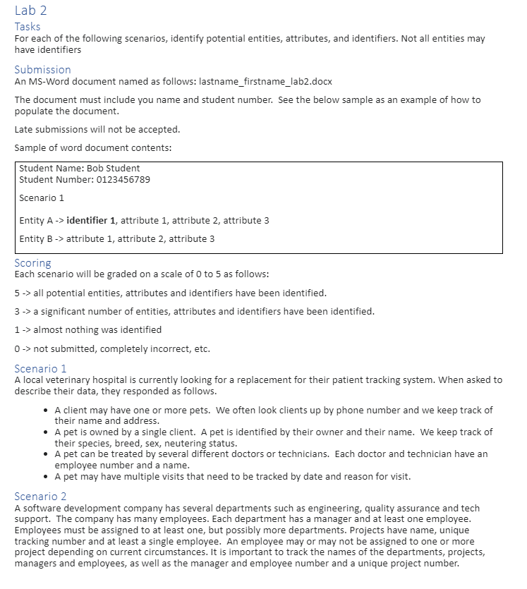 Lab 2 Tasks For each of the following scenarios, | Chegg.com