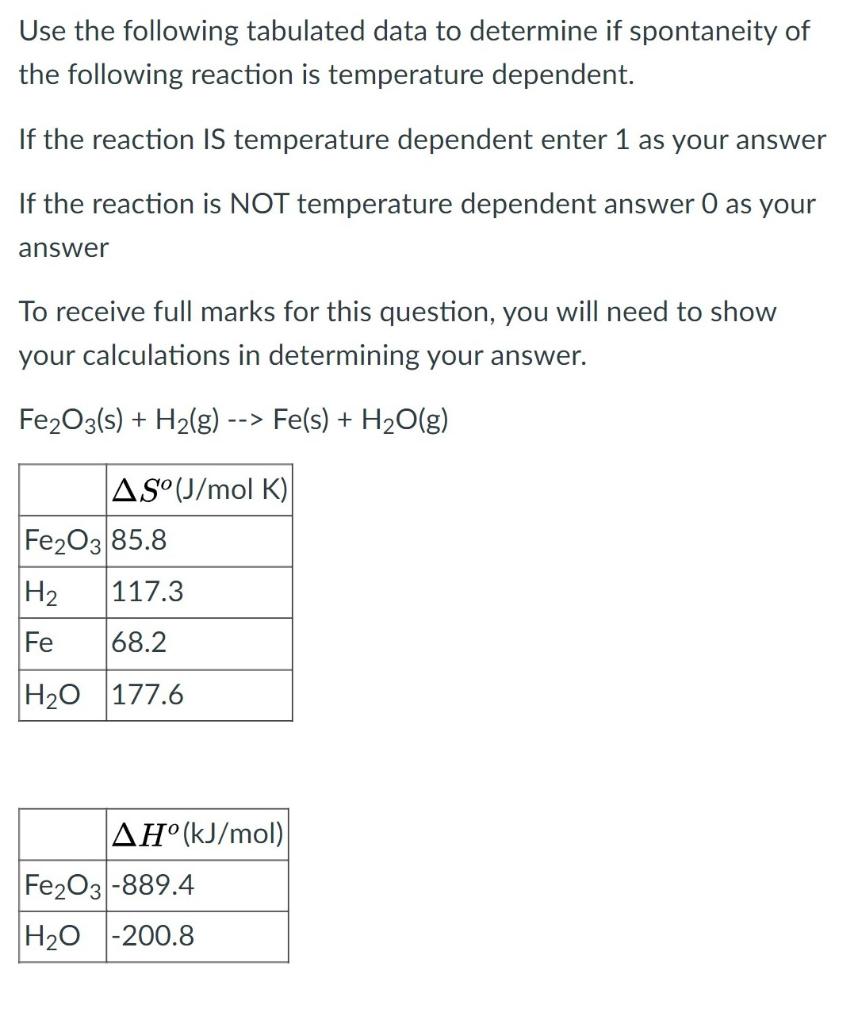 Solved Use the following tabulated data to determine if | Chegg.com