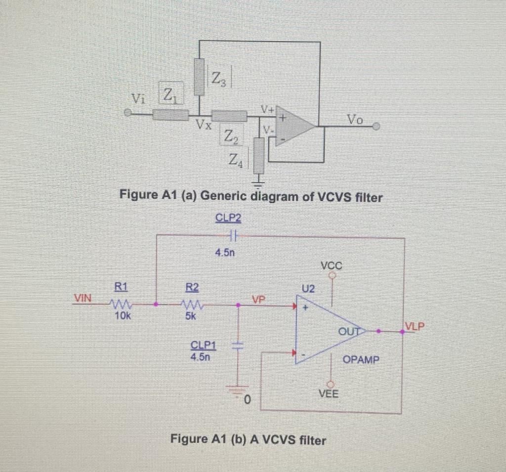 Solved A1 Section A To design a vcvs filter as shown in | Chegg.com