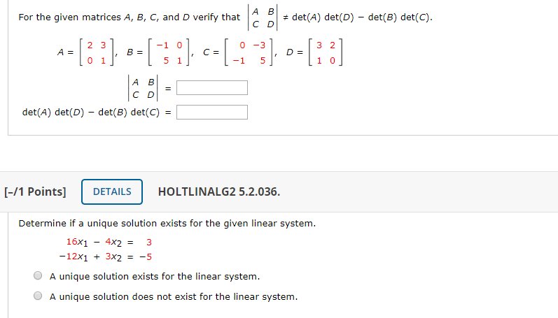 Solved For the given matrices A, B, C, and D verify that А B | Chegg.com