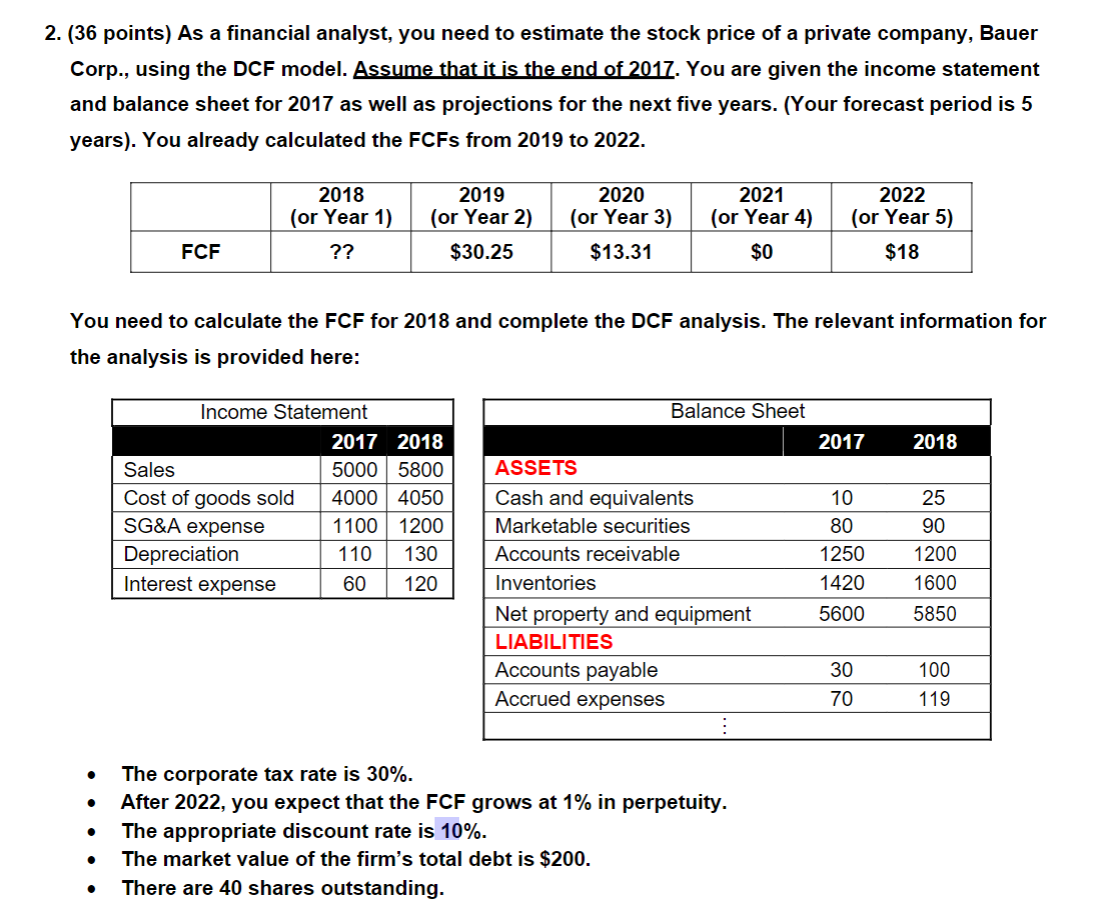 Solved Calculate DCF year 1 to 5. Calculate Enterprise Value | Chegg.com