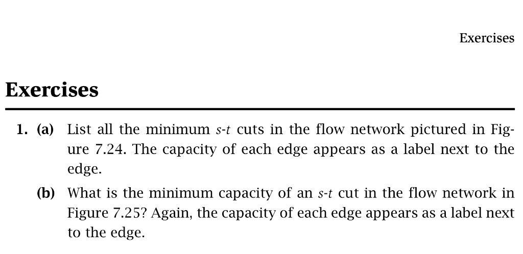 1. (25) [Minimum cut] Textbook Exercise 1 in Chapter | Chegg.com