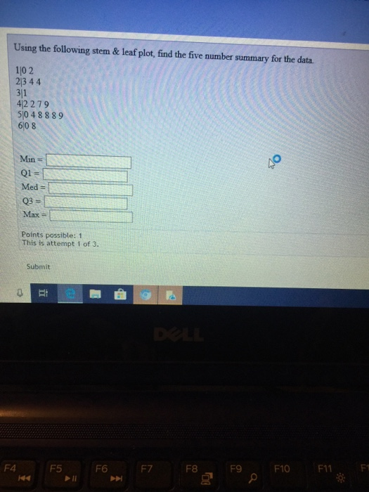 Solved Using the following stem & leaf plot, find the five | Chegg.com
