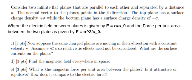 Solved Consider two infinite flat planes that are parallel | Chegg.com