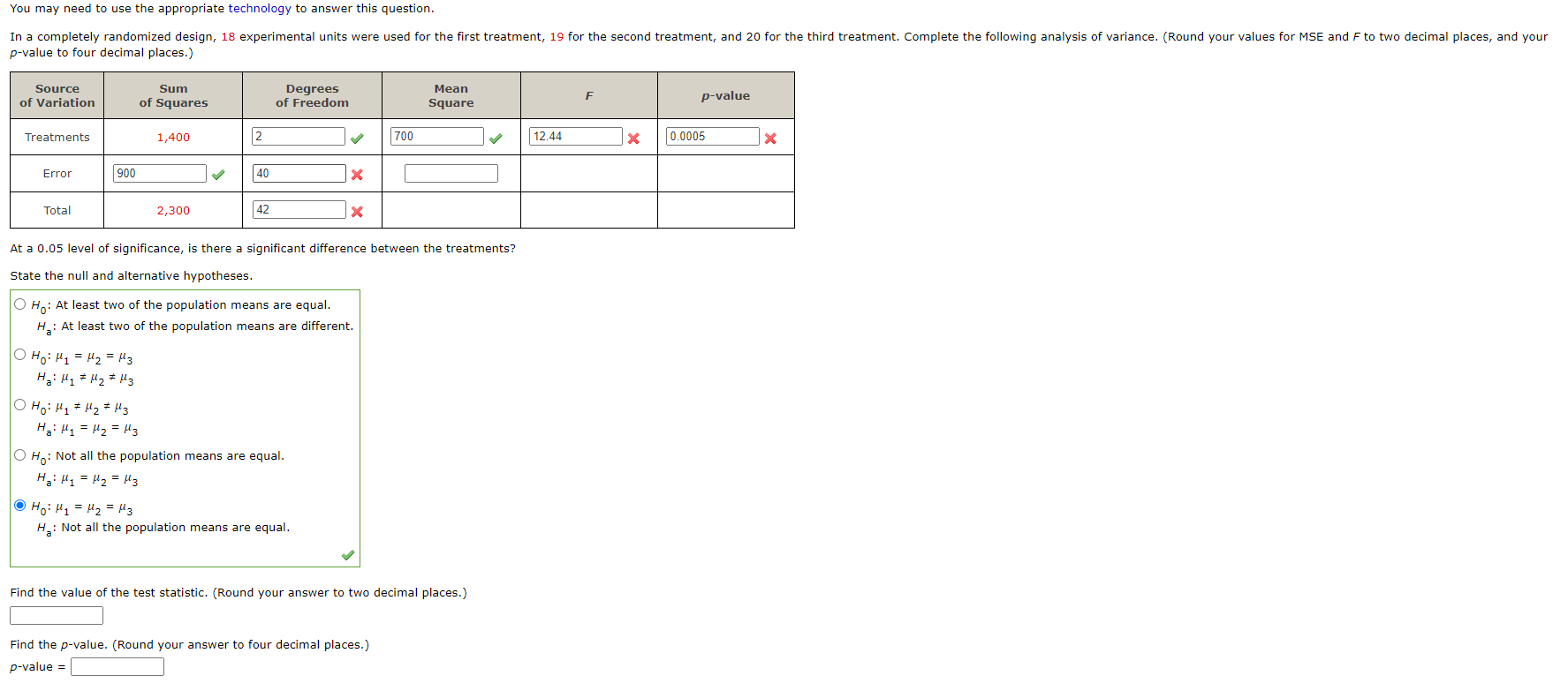 Solved At a 0.05 level of significance, is there a | Chegg.com