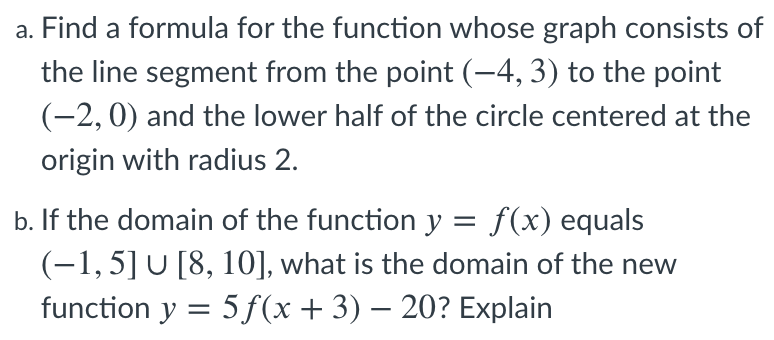 Solved a. Find a formula for the function whose graph | Chegg.com