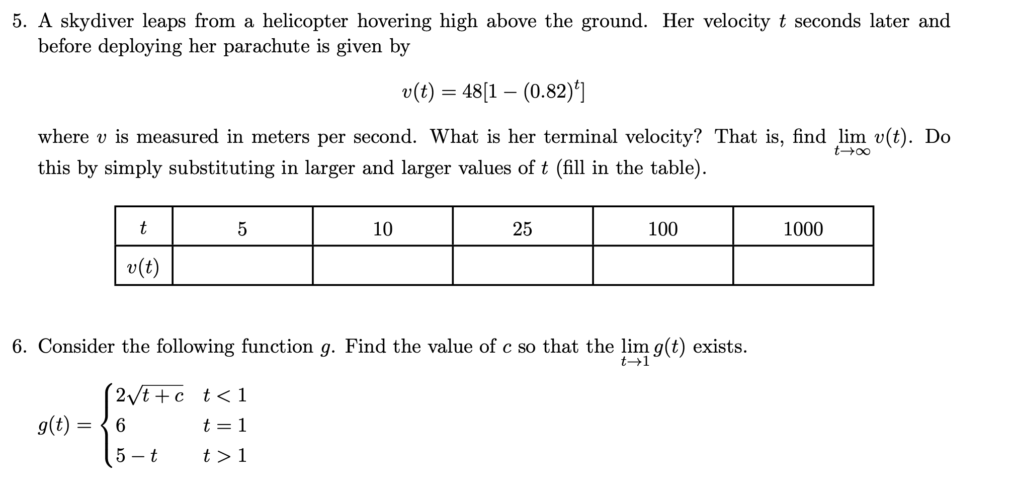 Solved 5. A skydiver leaps from a helicopter hovering high | Chegg.com