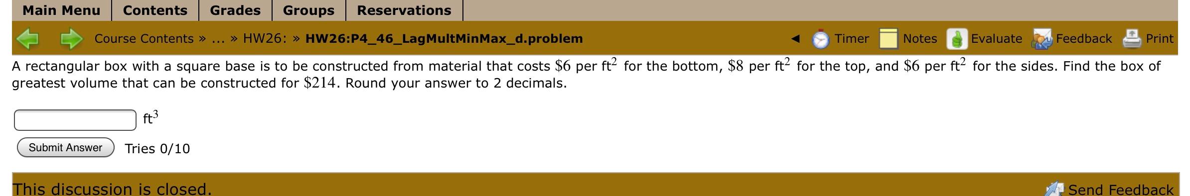 Solved Main Menu Contents Grades Groups Reservations Timer | Chegg.com