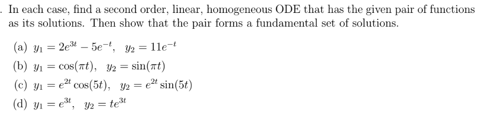 Solved In each case, find a second order, linear, | Chegg.com
