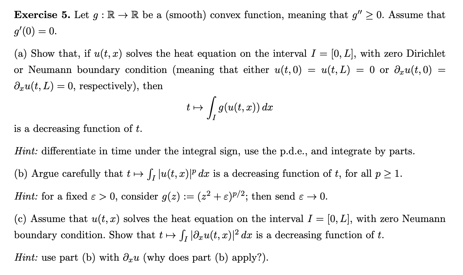 Exercise 5. Let g:R→R be a (smooth) convex function, | Chegg.com