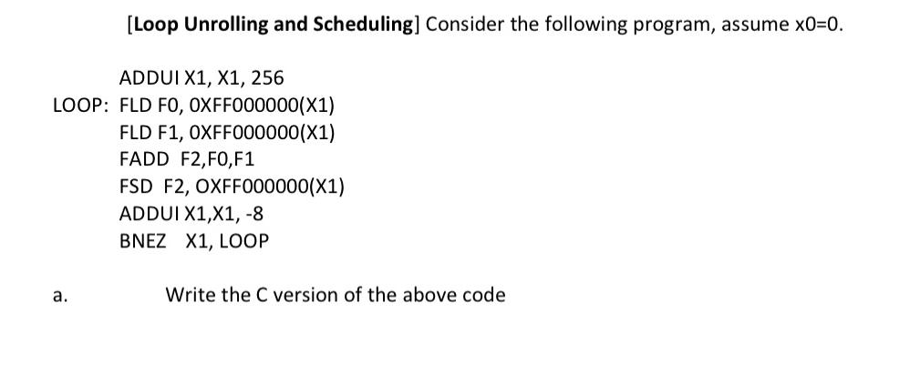 Solved [Loop Unrolling and Scheduling] Consider the | Chegg.com