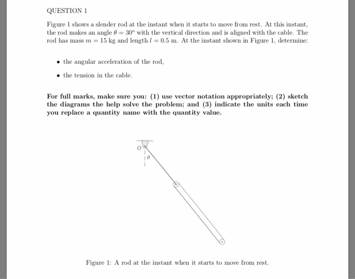 Solved QUESTION Figure 1 shows a slender rod at the instant | Chegg.com