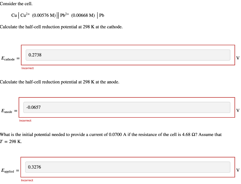 Solved Consider the cell. Cu | Cu2+ (0.00576 M) || Pb2+ | Chegg.com