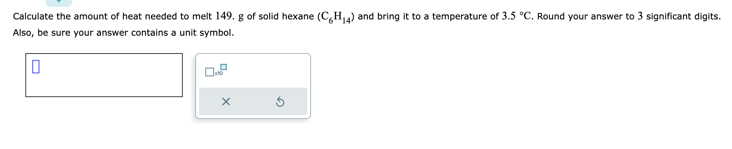 Solved Melting point: -95.27Boiling point: 68.72specific | Chegg.com