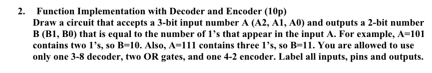 Solved Function Implementation with Decoder and Encoder | Chegg.com