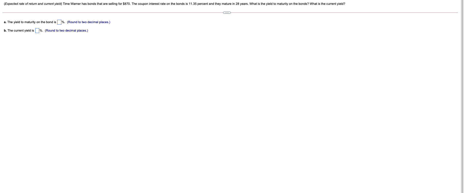 Solved (Expected rate of return and current yield) Time | Chegg.com