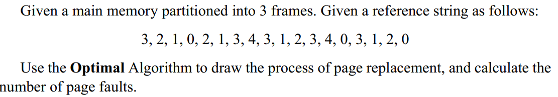 Solved Given a main memory partitioned into 3 frames. Given | Chegg.com