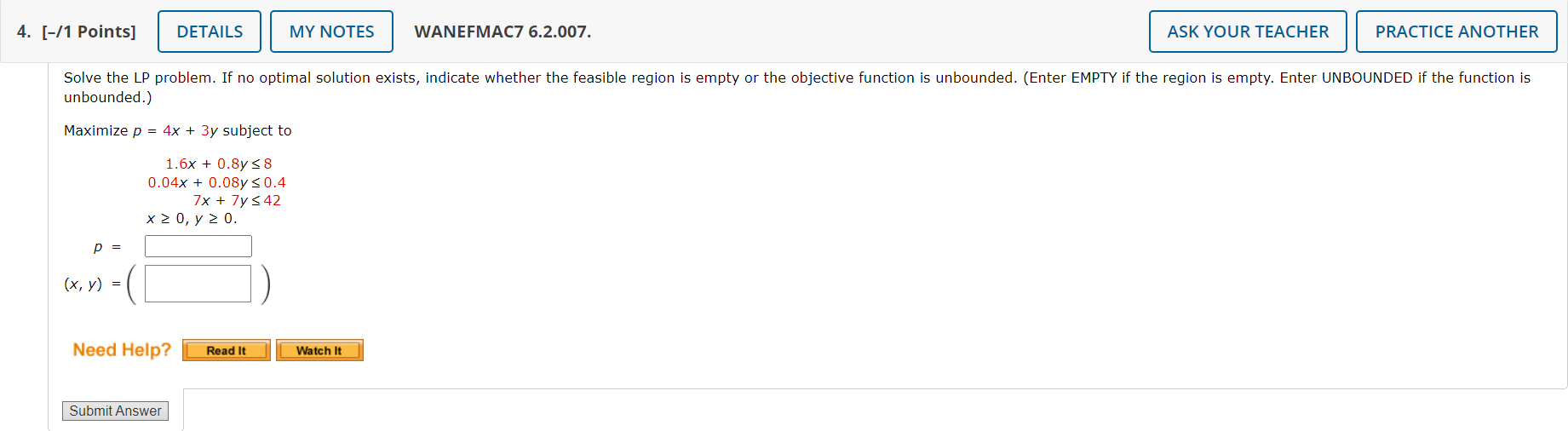 Solved Solve the LP problem. If no optimal solution exists, | Chegg.com