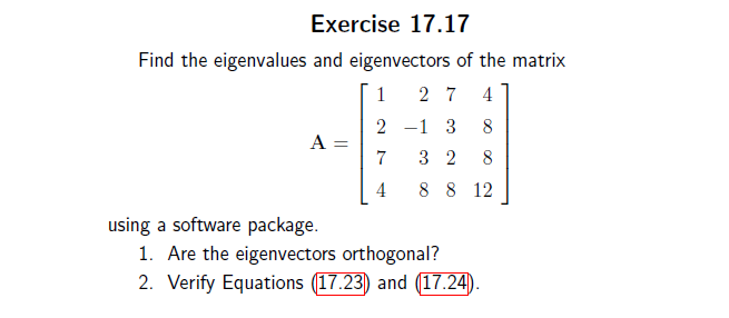 Solved Exercise 17.17 Find the eigenvalues and eigenvectors | Chegg.com